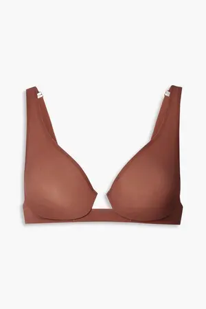 SKIMS Naked Stretchmesh Underwired Plunge Bra - Brown