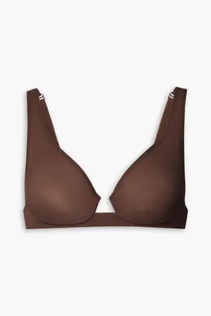 SKIMS Naked Stretchmesh Underwired Plunge Bra - Dark Brown