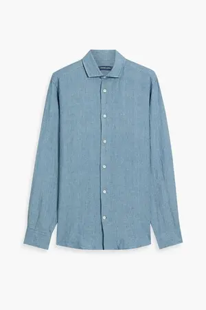 Frescobol Carioca Antonio Linen Shirt Slate Blue