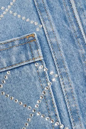 Balmain Crystal-embellished Denim Jacket Blue