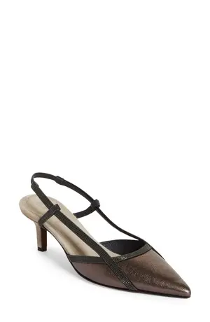Brunello Cucinelli Crystal Embellished Pointed Toe Sandal