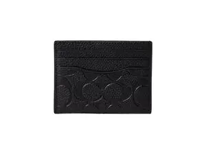 COACH Flat Card Case In Signature Leather - Black