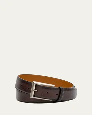 Bergdorf Goodman Pebbled Leather Belt - Brown
