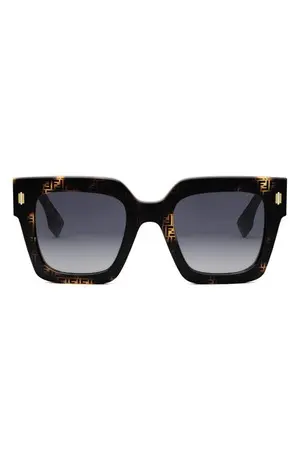 Fendi Roma Square Sunglasses - Havana / Gradient Smoke
