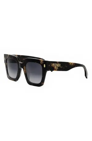 Fendi Roma Square Sunglasses - Havana / Gradient Smoke