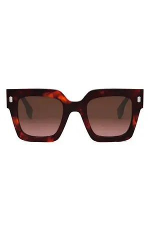 Fendi Fendi Roma Square Sunglasses Red Havana / Gradient Brown