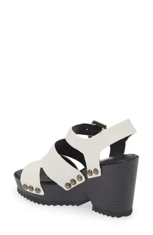 CECILIA NEW YORK Artsy Studded Platform Wedge Sandals - Alabaster