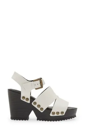 CECILIA NEW YORK Artsy Studded Platform Wedge Sandals - Alabaster