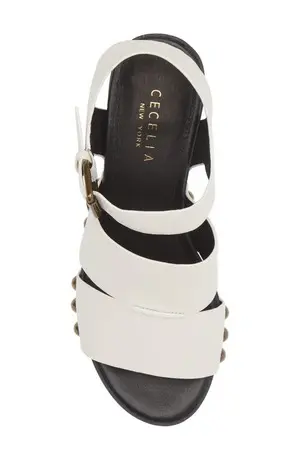 CECILIA NEW YORK Artsy Studded Platform Wedge Sandals - Alabaster