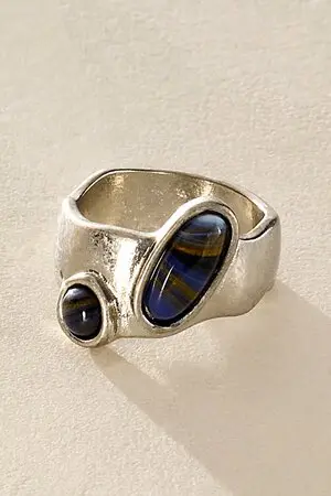 Free People Overdrive Stone Inlay Ring Lapis Blue