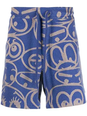 THE ELDER STATESMAN Graphic-print Bermuda Shorts - Blue