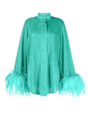 Oseree Feather-trim Detail Blouse