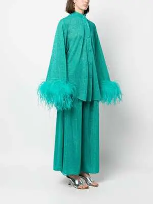Oseree Feather-trim Detail Blouse