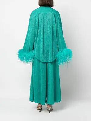Oseree Feather-trim Detail Blouse