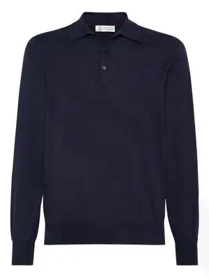Brunello Cucinelli Cotton Lightweight Knit Polo Shirt - Blue