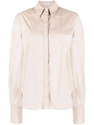 Brunello Cucinelli Long-sleeve Silk Blouse