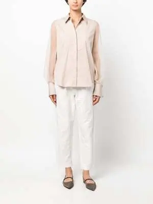 Brunello Cucinelli Long-sleeve Silk Blouse