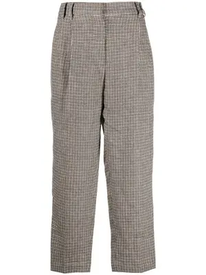 Brunello Cucinelli Herringbone-pattern Tailored Cropped Trousers
