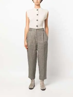 Brunello Cucinelli Herringbone-pattern Tailored Cropped Trousers