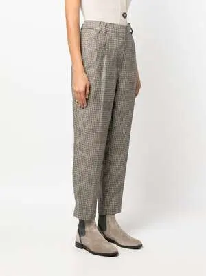 Brunello Cucinelli Herringbone-pattern Tailored Cropped Trousers