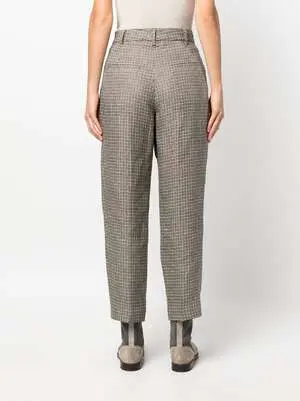 Brunello Cucinelli Herringbone-pattern Tailored Cropped Trousers