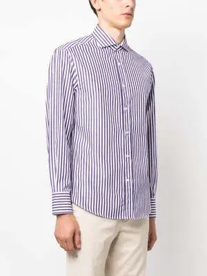 Brunello Cucinelli Striped Long-sleeve Cotton Shirt