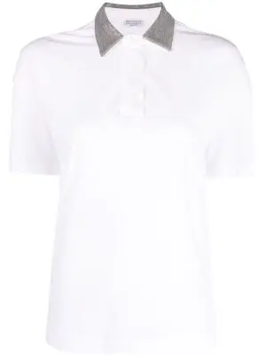 Brunello Cucinelli Stud-embellished Polo Shirt - White