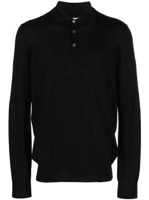 Brunello Cucinelli Long-sleeve Virgin Wool Polo Shirt - Black