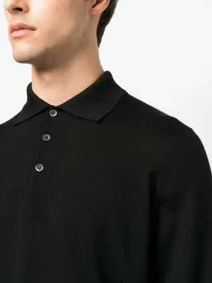 Brunello Cucinelli Long-sleeve Virgin Wool Polo Shirt - Black