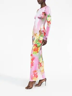 knee length dresses for ladies 21SIX Esperanza Pink Silk Pleated Gown