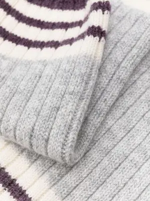 Brunello Cucinelli Striped Ribbed-knit Cashmere Socks