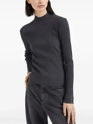 Brunello Cucinelli Roll-neck Ribbed Jersey Top