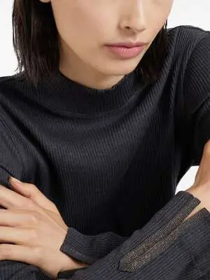Brunello Cucinelli Roll-neck Ribbed Jersey Top