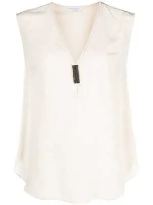 Brunello Cucinelli Monili-embellished Sleeveless Top