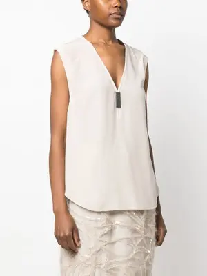 Brunello Cucinelli Monili-embellished Sleeveless Top