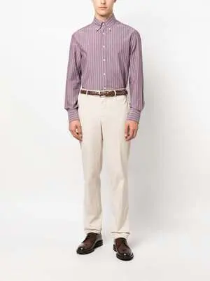 Brunello Cucinelli Striped Long-sleeve Cotton Shirt