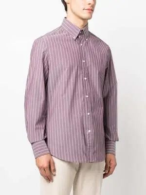 Brunello Cucinelli Striped Long-sleeve Cotton Shirt