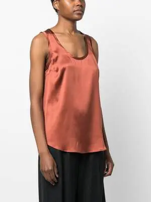 Brunello Cucinelli Scoop-neck Sleeveless Silk Top