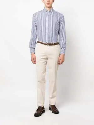 Brunello Cucinelli Striped Long-sleeved Cotton Shirt