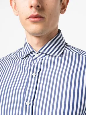 Brunello Cucinelli Striped Long-sleeved Cotton Shirt