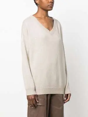 Brunello Cucinelli Sequin-embellished V-neck Jumper