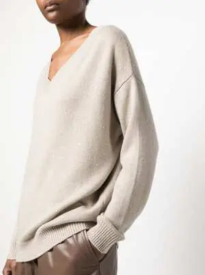 Brunello Cucinelli Sequin-embellished V-neck Jumper