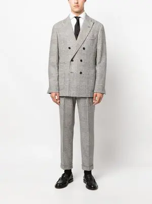 Brunello Cucinelli Checked Double-breasted Wool Blazer