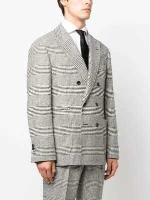 Brunello Cucinelli Checked Double-breasted Wool Blazer