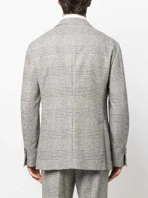 Brunello Cucinelli Checked Double-breasted Wool Blazer
