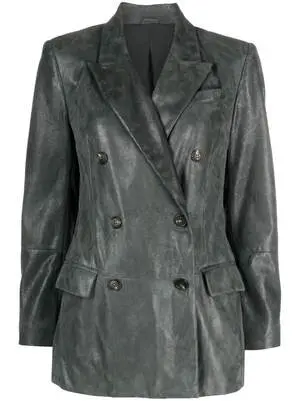 Brunello Cucinelli Leather Double-breasted Jacket