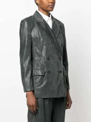 Brunello Cucinelli Leather Double-breasted Jacket