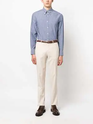Brunello Cucinelli Striped Button-up Cotton Shirt - Blue