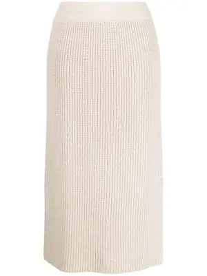 Brunello Cucinelli Ribbed-knit Midi Skirt
