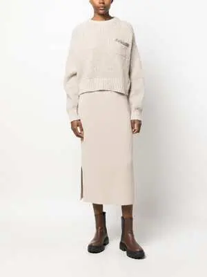 Brunello Cucinelli Ribbed-knit Midi Skirt